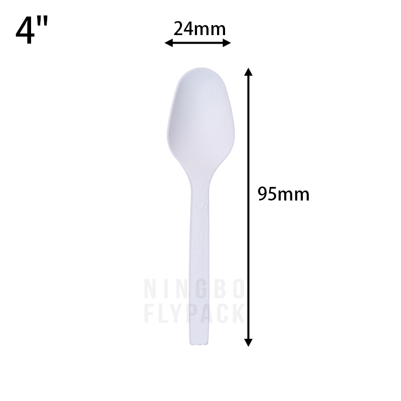 white mini Compostable Disposable 4 inch PLA plastic tea spoon - Ningbo ...