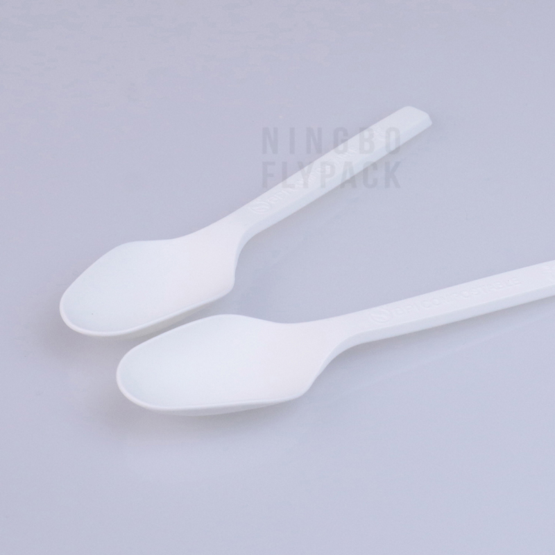 white mini Compostable Disposable 4 inch PLA plastic tea spoon - Ningbo ...
